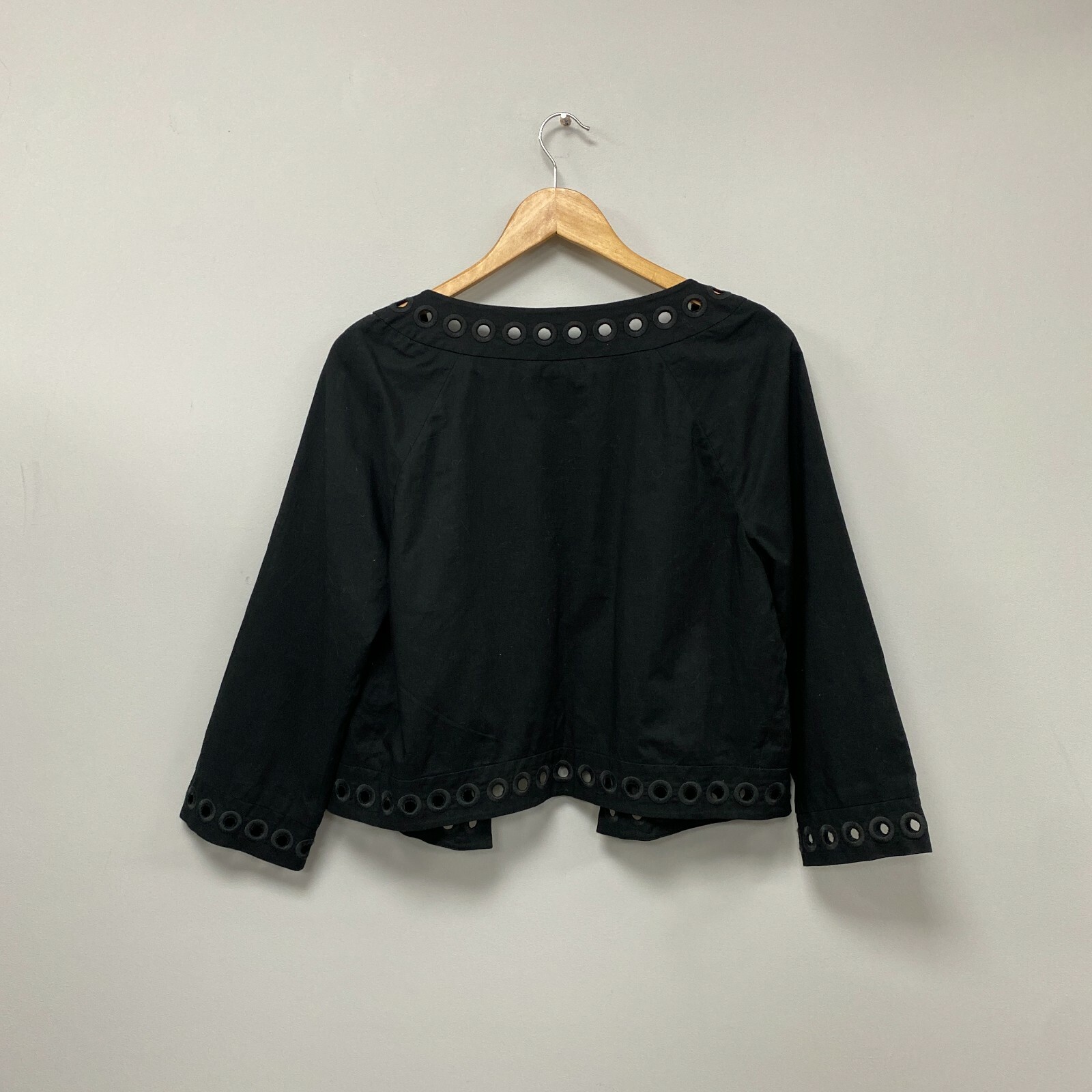 JAEGER - Black 100% Cotton Open Jacket with embroider… - Gem