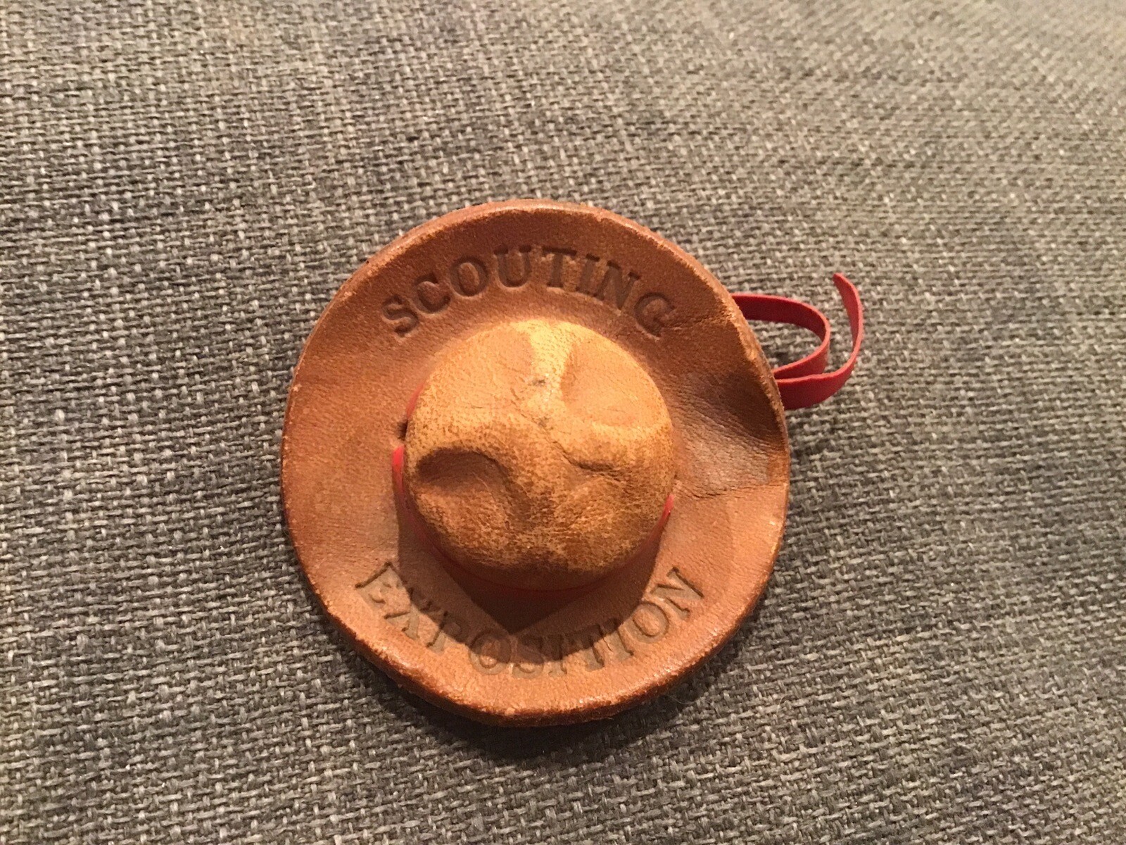 Vtg BSA Boy Scouts Scouting Exposition leather campaign hat neckerchief ...