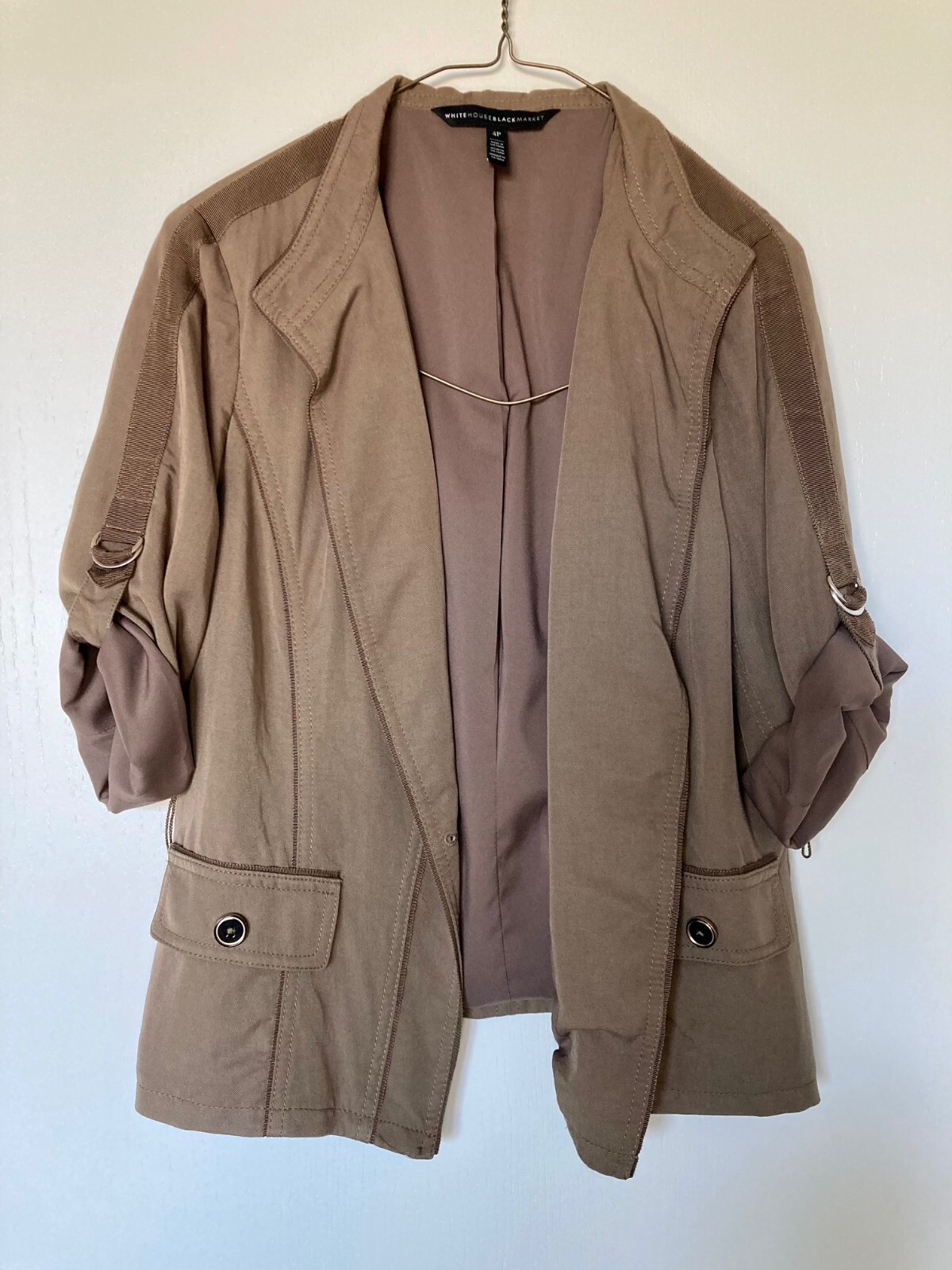 PETITE Size 4 White House Black Market Soft Utility Blazerette Jacket ...
