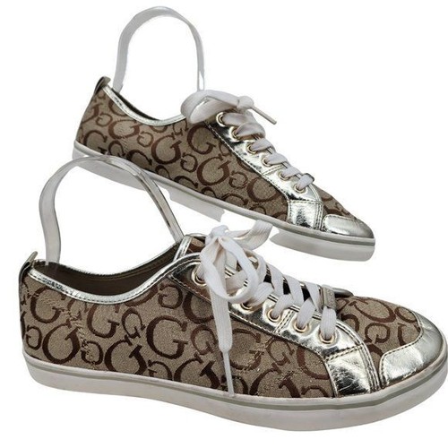 GUESS Goodly Signature Gold Metallic Sneakers Tennis Shoes 11 | eBay