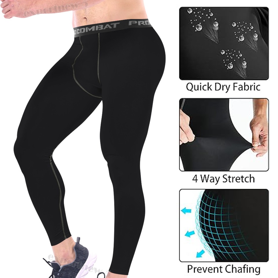Mens Compression Pants Base Layer Long Tight Leggings Pants Gym Workout ...