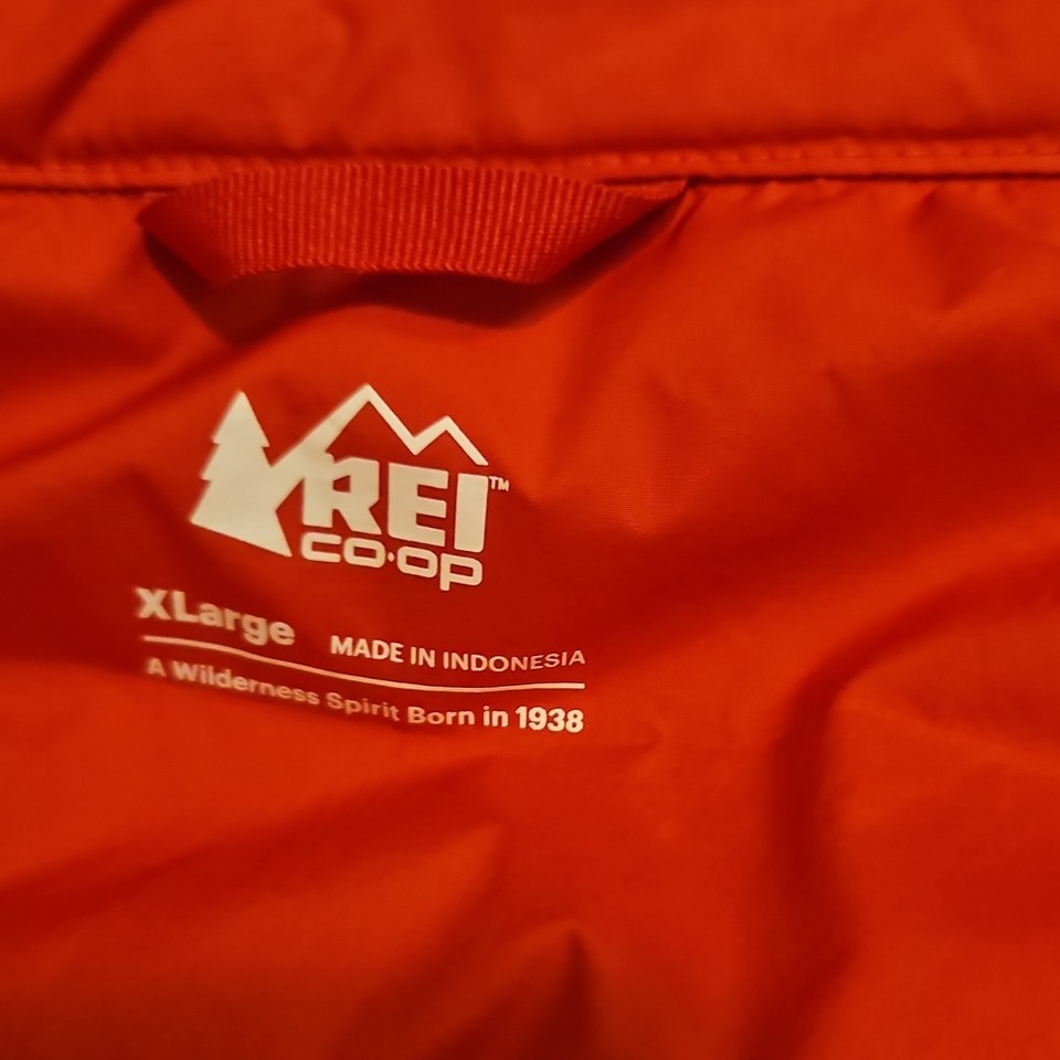 REI Co-op Down Insulated Puffer Jacket Men's XL Orange Full Zip Quilted ...