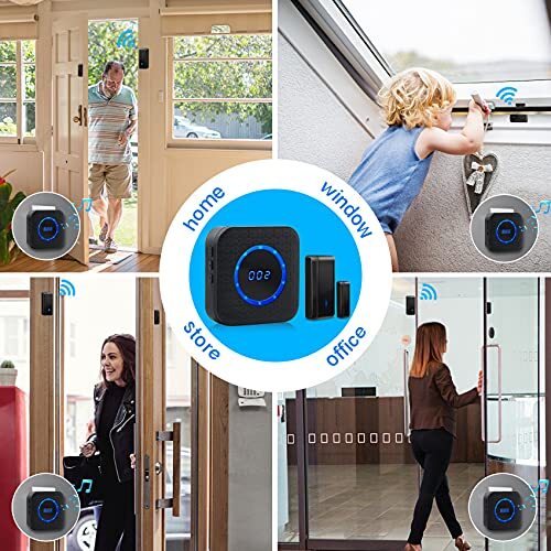 Wireless Door Open Chime Entrance Entry Alert Kit Digital Display for ...