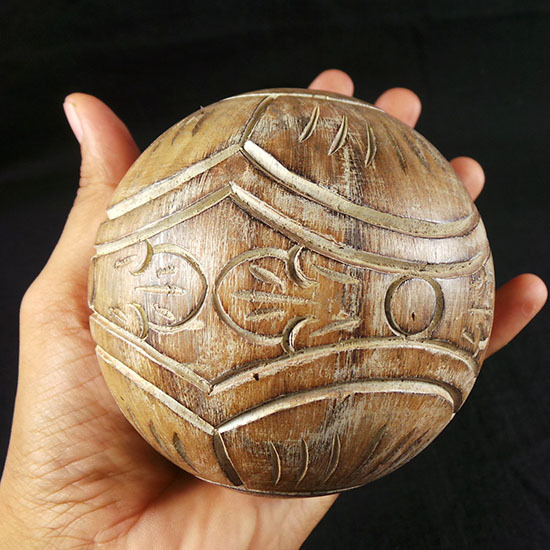 Hand Carved Perfect Round Wood Ball Sphere Masterpiece Decor/Play/Art ...