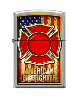 Zippo 5238, American Firefighter Design, Brushed Chrome Lighter | eBay