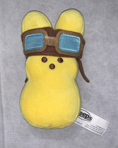 Peeps Plush Yellow Bunny Aviator Pilot Stuffed Animal 6” Toy Driving ...