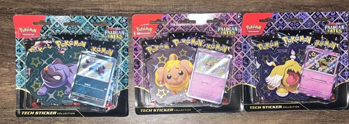 LOT OF 3 Pokemon TCG Paldean Fates Tech Sticker Collection Blister Pack ...