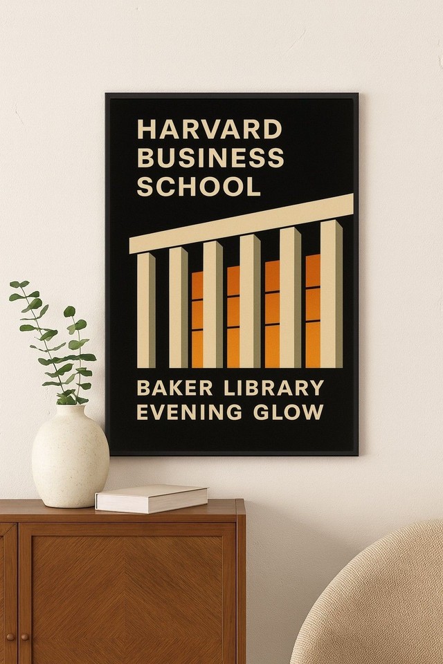 Harvard Business School Poster - 1980s Retro Vibe 🌆 24x36” - Premium ...