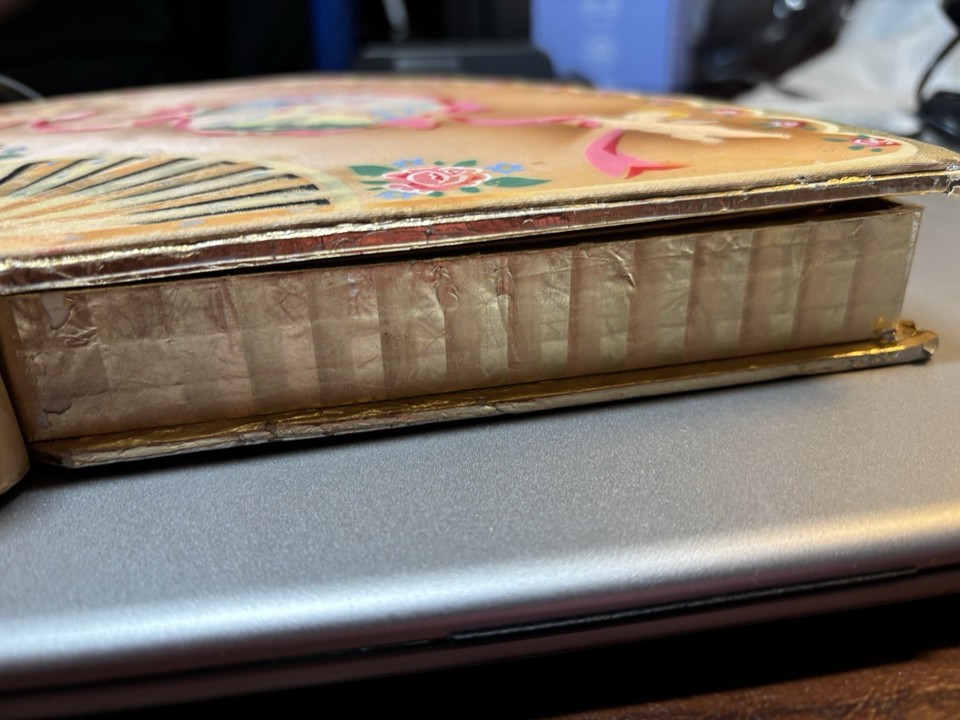 Antique Beautiful Rare Richard Hudnut Painted Fan Shape Box With ...