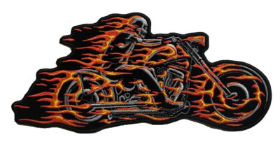 TERMINATOR SKULL FLAME RIDER LARGE BIKER PATCH IRON ON 11X5 INCH | eBay