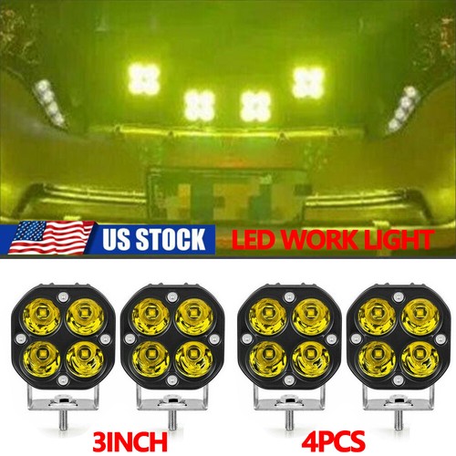 4X 3inch 80W LED Cube Pods Work Light Bar Spot Driving Fog Amber Lamp ...