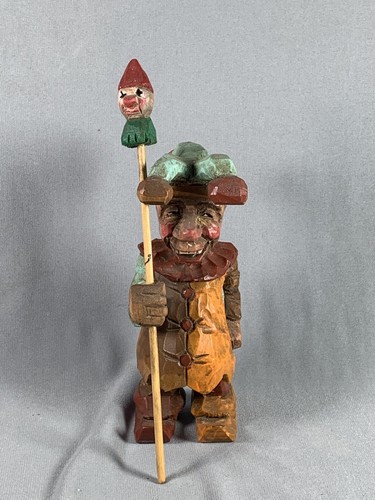 Vtg Carved Wood Jester Figure Folk Art Signed & Numbered JR 62-81 Nice ...