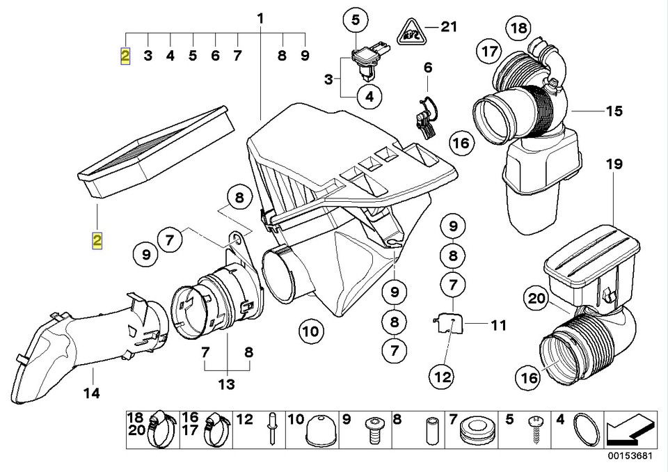 BMW Engine Air Filter Cleaner Element 7521033 13717521033 New Genuine ...