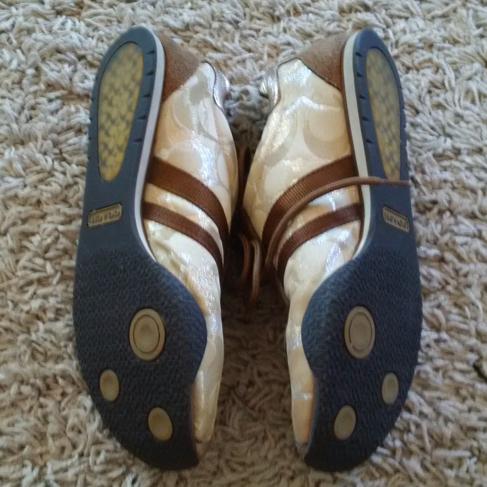 Beautiful Gold COACH Designer Kate Jacquard Gold Tennis Shoes Womens ...