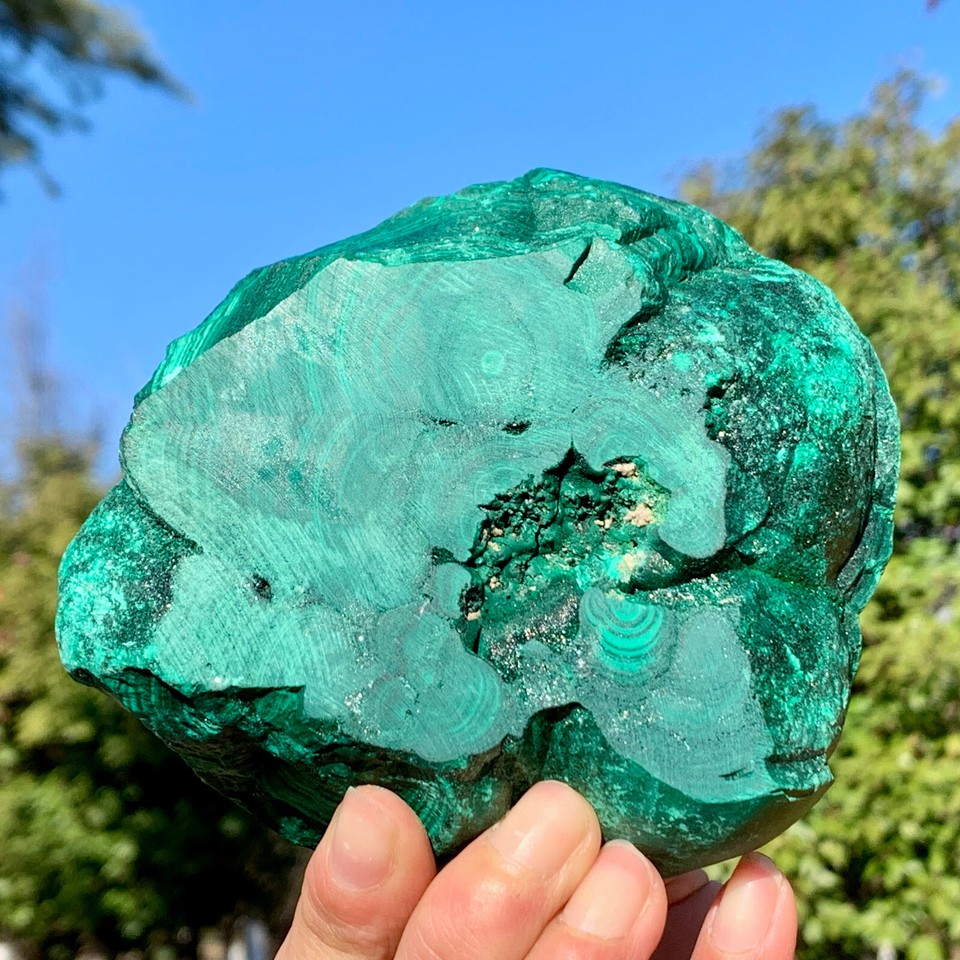 2.53LB Natural glossy Malachite transparent cluster rough mineral ...