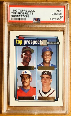 1992 Topps Gold #551 Top Prospects CHIPPER JONES RC Shortstops PSA 10 ...