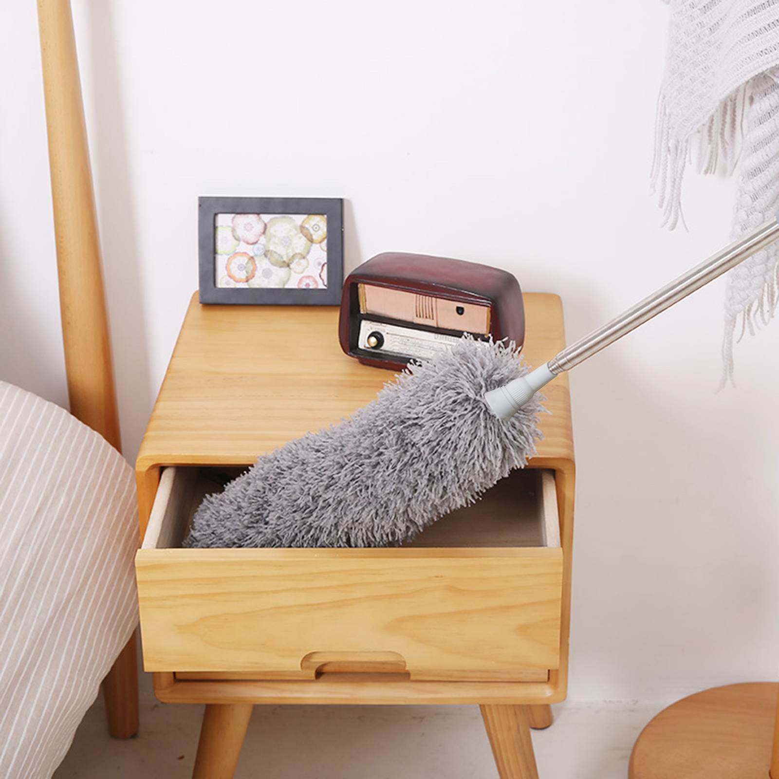 Microfiber Duster Long Telescopic Rod Flexible Head Home Ceiling Spider ...