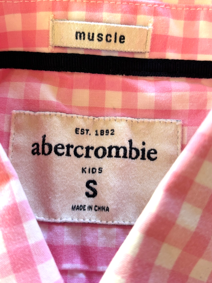 Abercrombie Kids Button-up Muscle Shirt Size Small Pink & White Moose ...