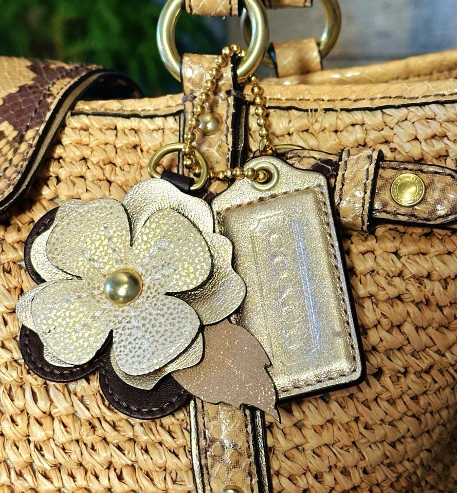 Vintage Coach Summer Straw Natalie Tote with Python Trim | eBay