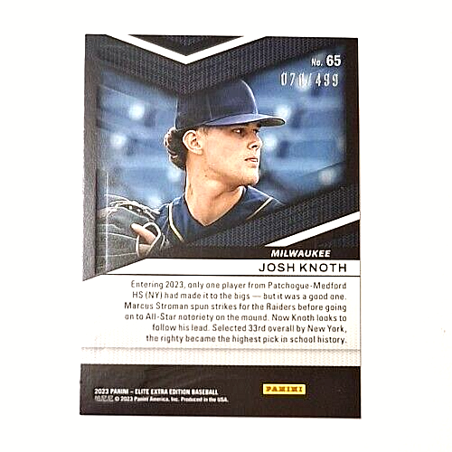 2023 Elite Extra Edition Status Green #65 Josh Knoth XRc #70/499 ...