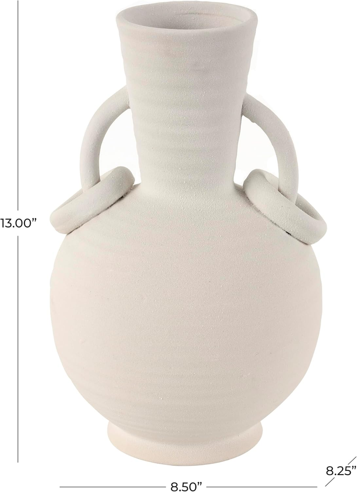 Ceramic Decorative Vase Textured Centerpiece Vase with Ring Handles ...