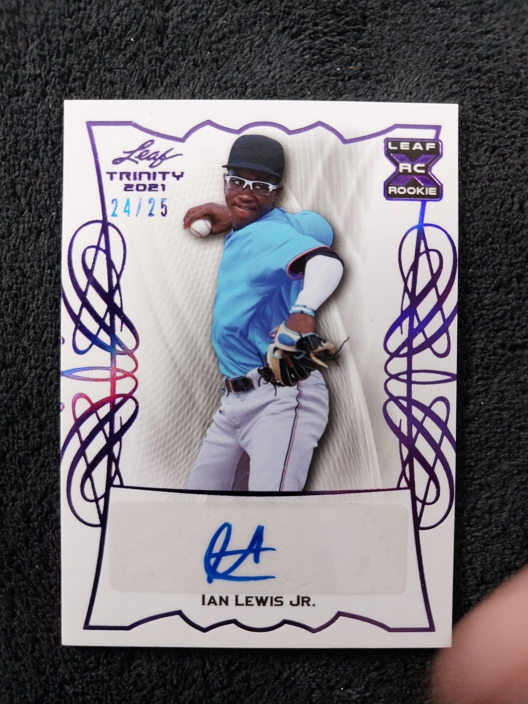Ian Lewis Jr 2021 Leaf Trinity Baseball Purple Auto /25 BA-IL1 Marlins ...