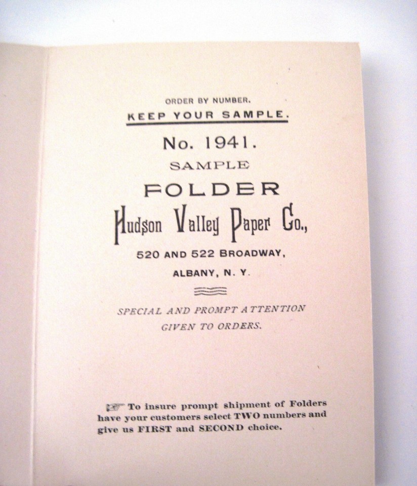 Vintage Printer's Sample for "Hudson Valley Paper Company" w/ Lovely ...