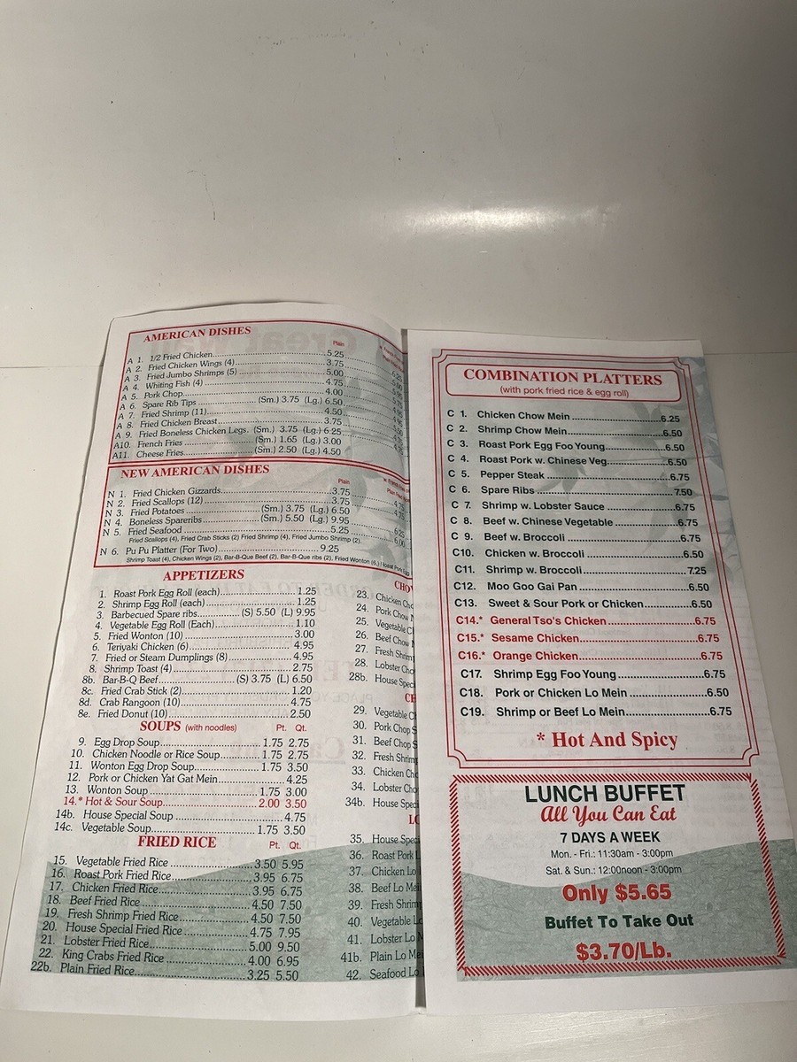 Great Wall Chinese Restaurant Menu Great Wall Chinese Seaford In DE