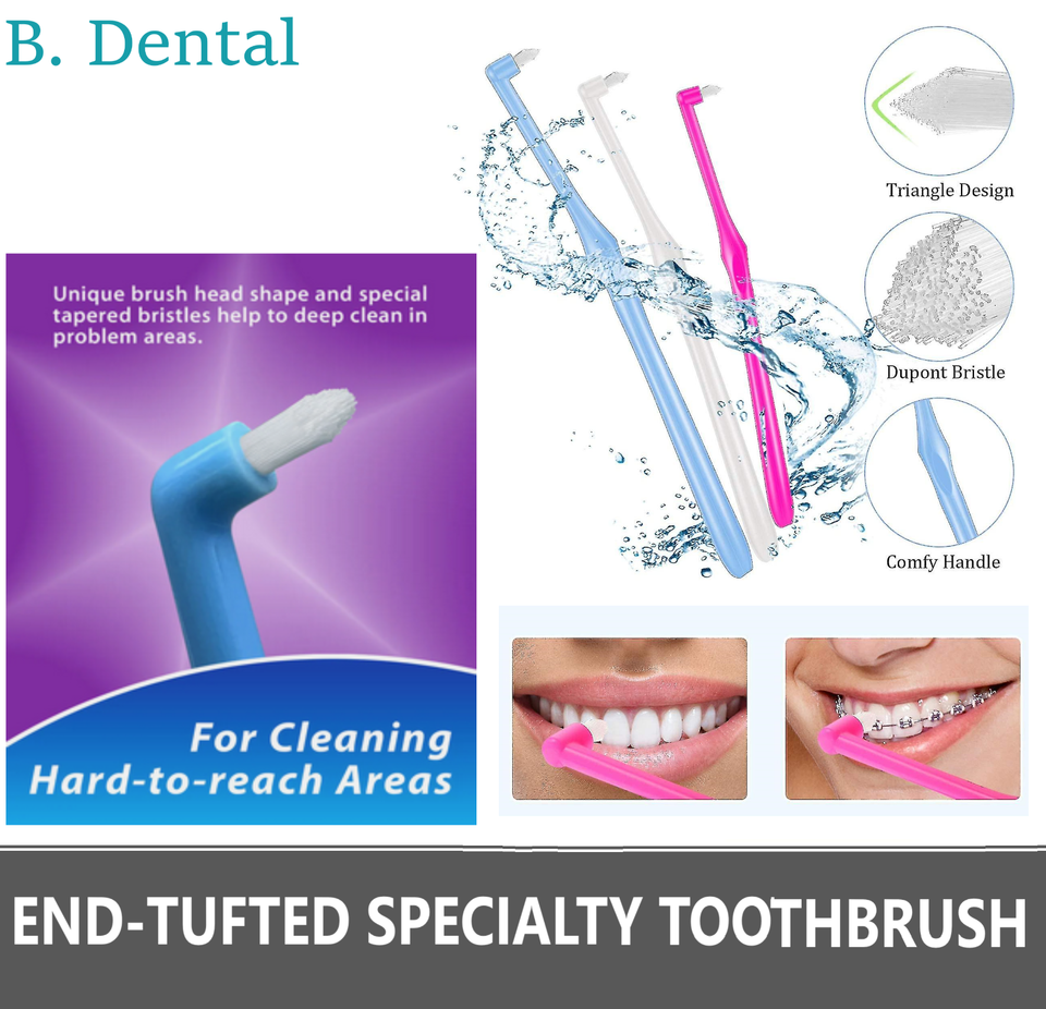 End Tuft Toothbrush Interdental Brushes single-tufted, tapered head ...