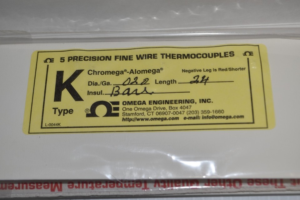 OMEGA ENGINEERING PRECISION FINE WIRE THERMOCOUPLES CHAL-020 24 5 TOTAL ...