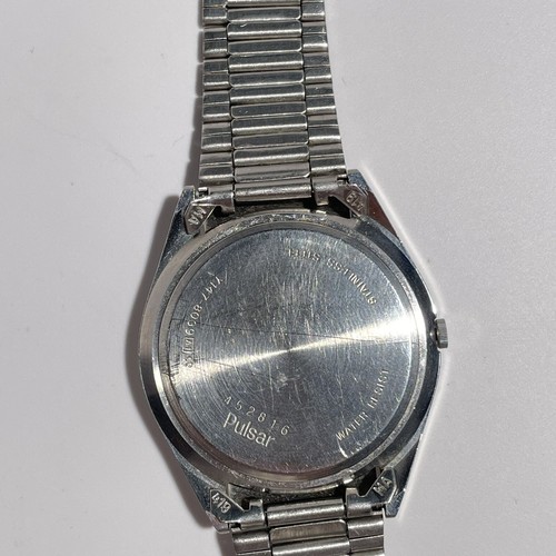 Men's Pulsar Y147-8039 Vintage Quartz Watch Day/Date Stainless Steel ...
