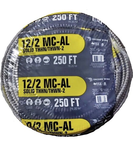 Encore Wire solid MC-AL12/2 AL 12/2 250 Foot Coil MC Cable Aluminum ...