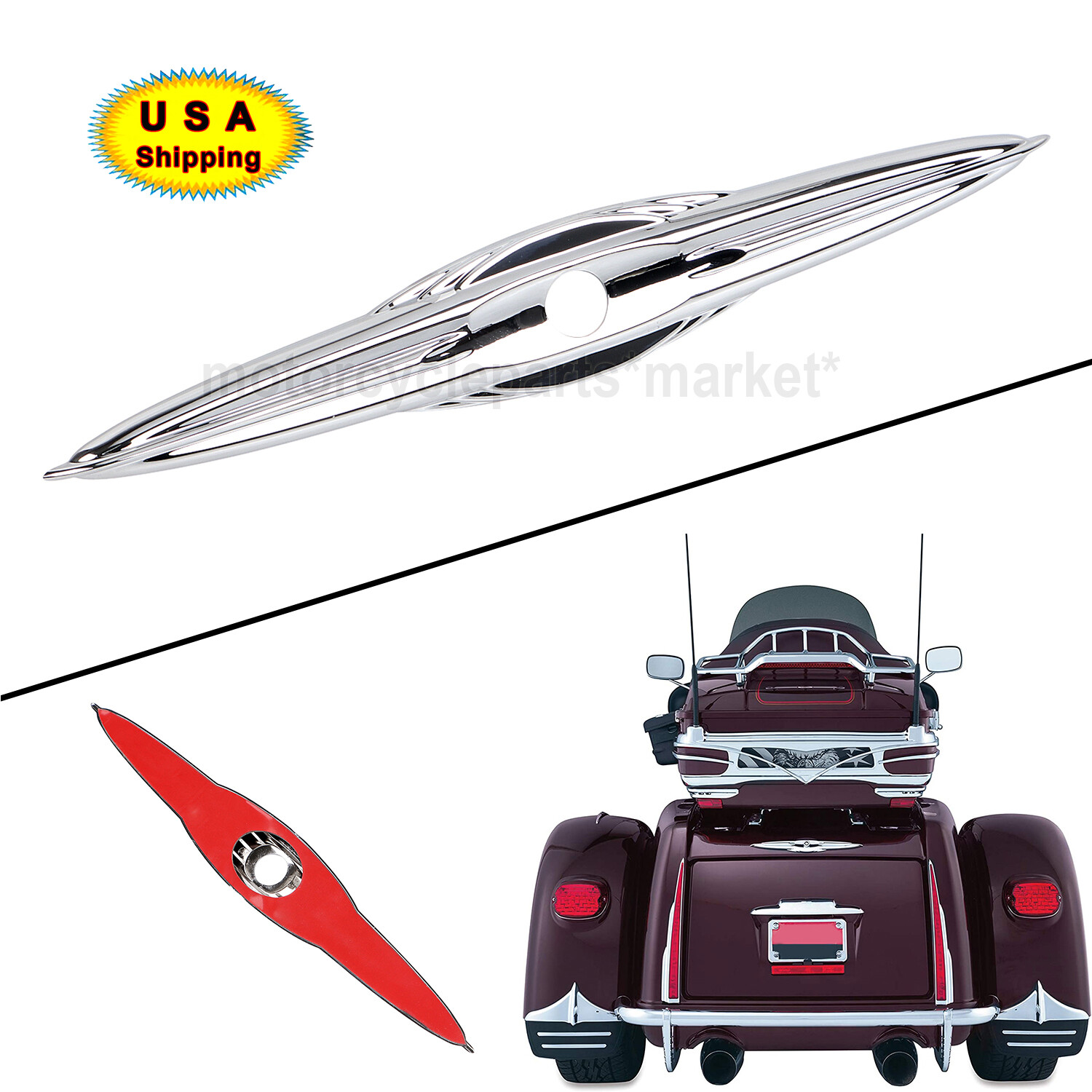 Chrome Rear Trunk Latch Accent Trim For Harley Tri Glide FLHTCUTG Trike ...