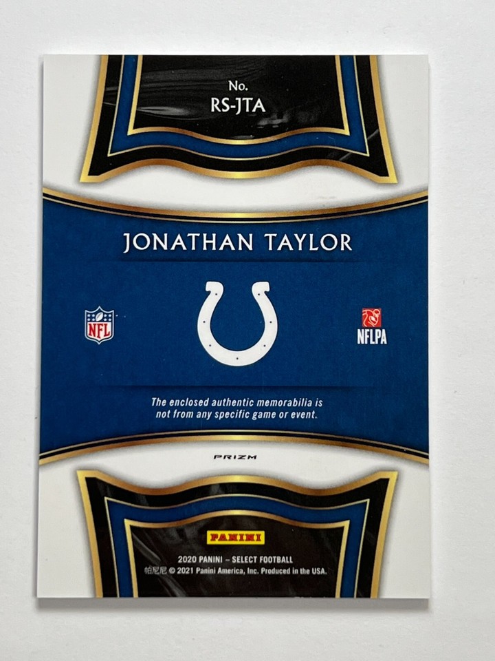 Jonathan Taylor 2020 Select Red Prizm Jersey Patch Relic RC RS-JTA | eBay