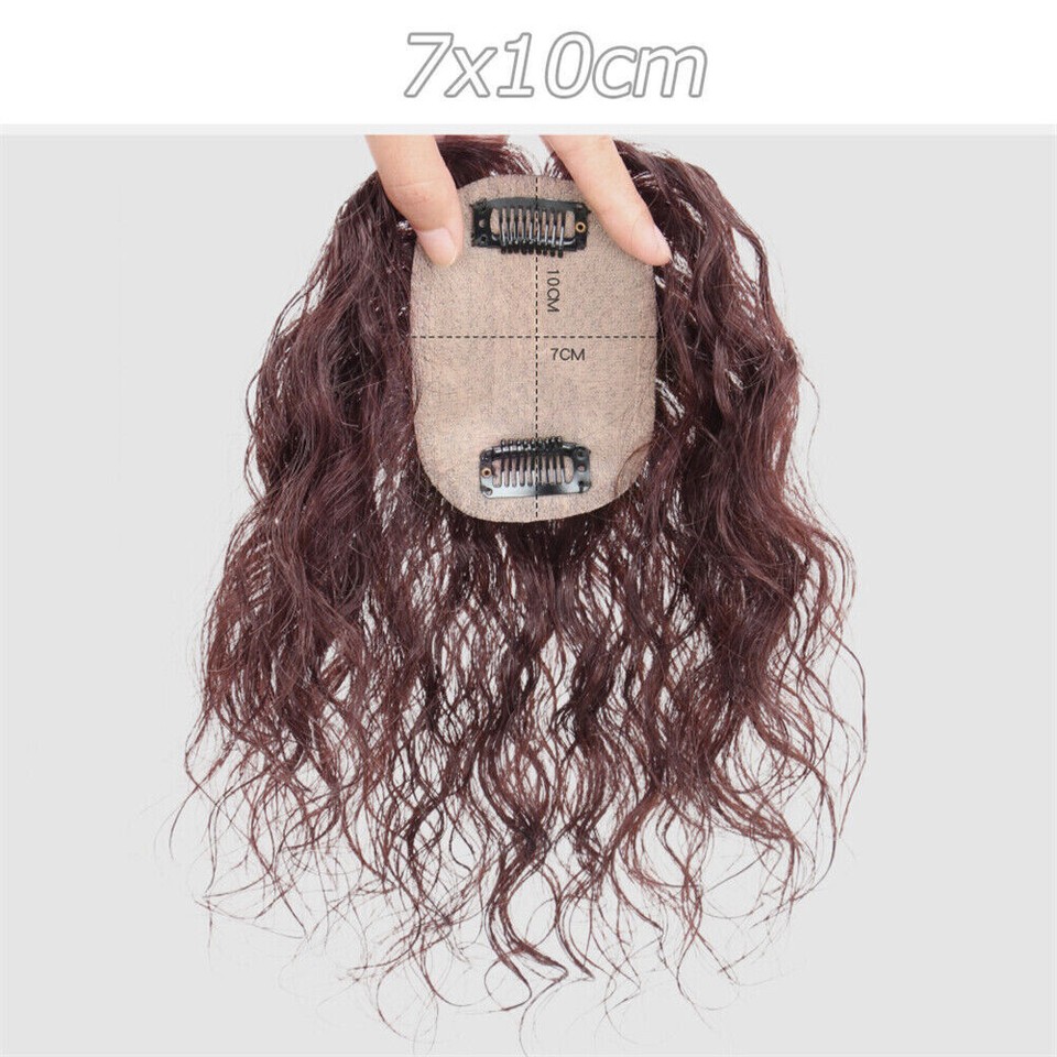 Crown Natural Curly Wavy 100% Real Human Hair Topper Toupee Top Piece ...