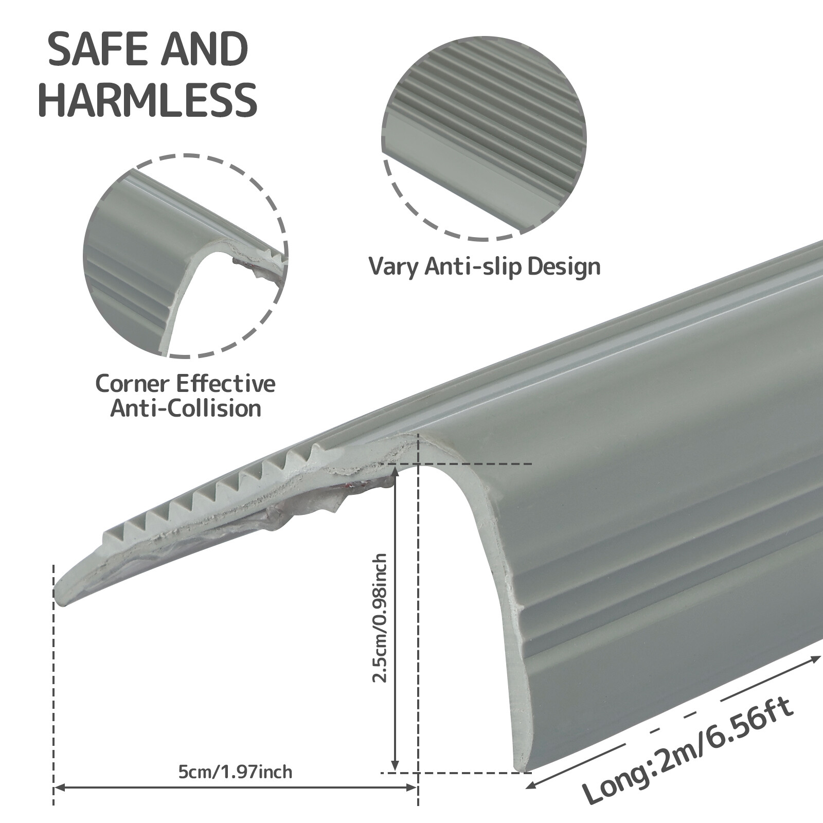 Stair Edge Protector L-Shape Step Edge Trim Strips Non-slip Stair Nose ...