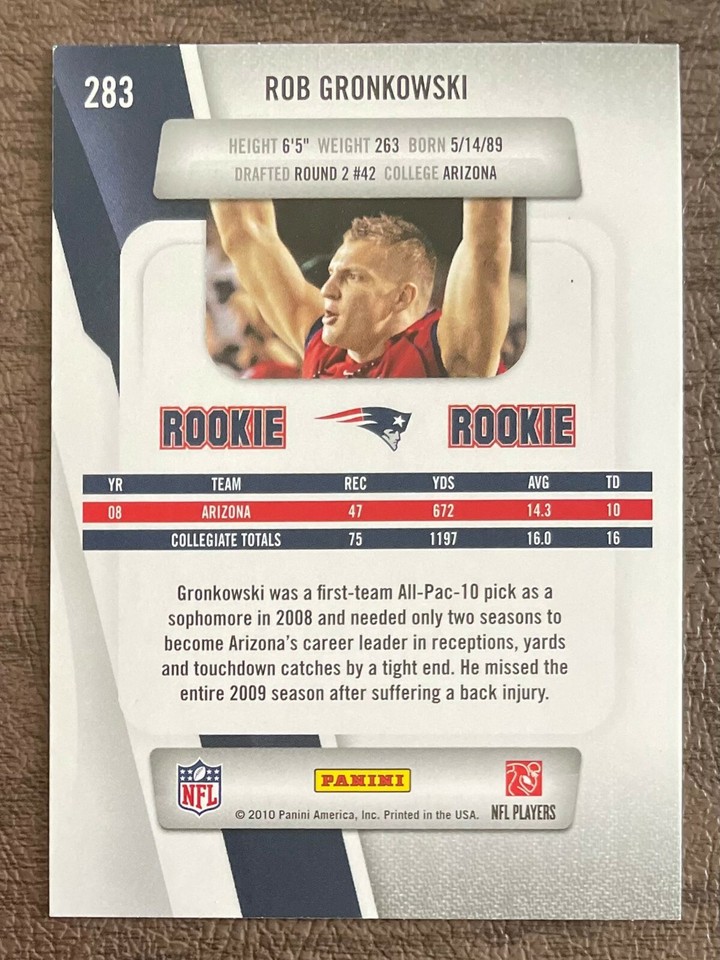 2010 Panini Prestige Rob Gronkowski Football Rookie Card #283 | eBay