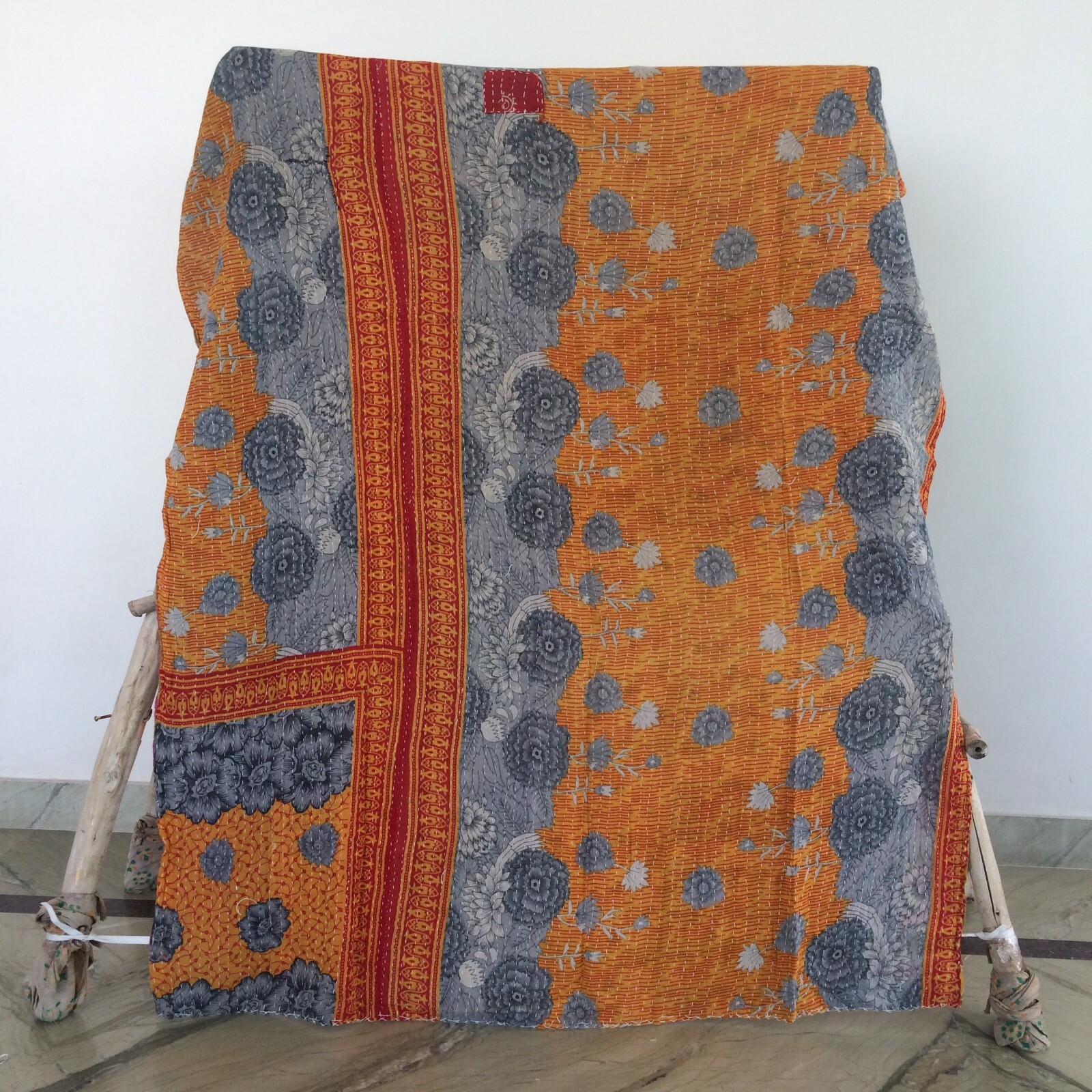 Vintage Kantha Throw Quilt Handmade Indian Ralli Gudri Blanket ...