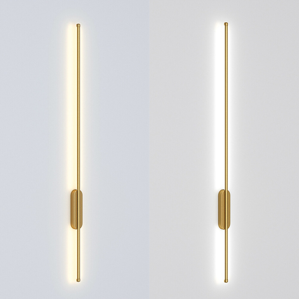 Gold Metal Long Strip LED Lights Linear Wall Mounted Sconce Lamp ...