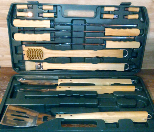 BBQ Set 18 Piece Stainless Steel Barbecue Grill Outdoor Cooking ...