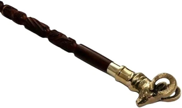 Brass Goat Head Antique Wooden Victorian Walking Stick Cane Ladies ...