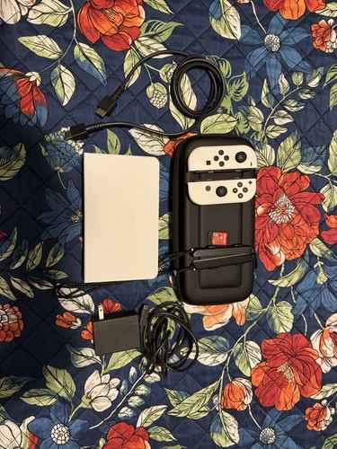 Nintendo Switch OLED Dock And Joycons With Cords And Mario Odyssey | eBay