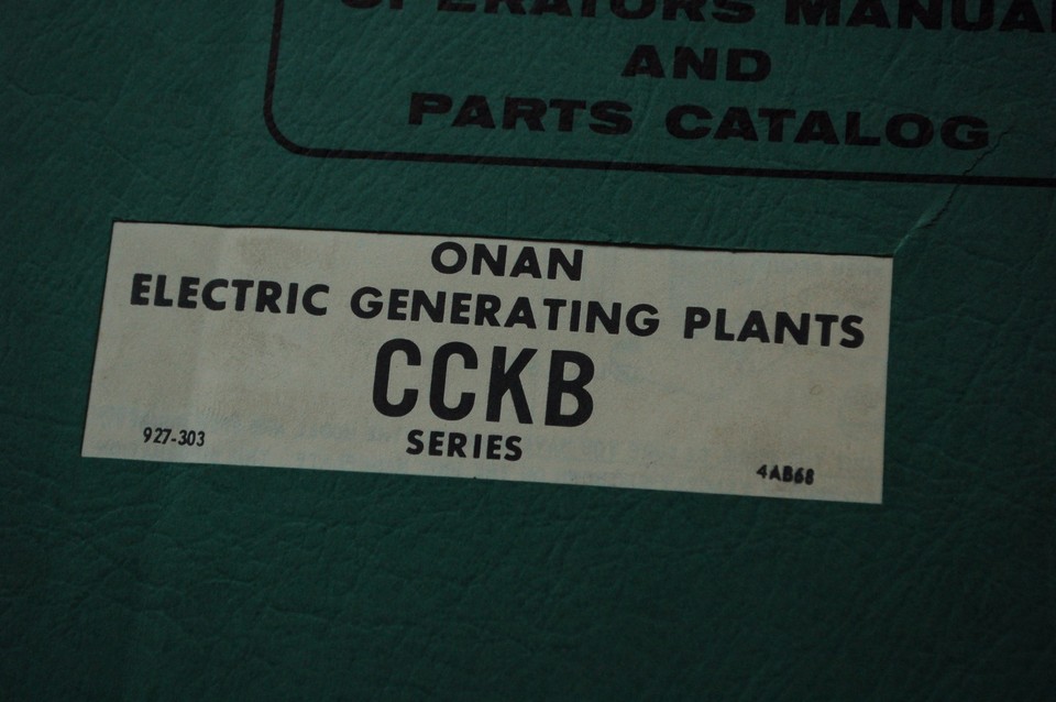 ONAN CCKB OPERATOR PARTS Book Catalog Manual operation owner ...