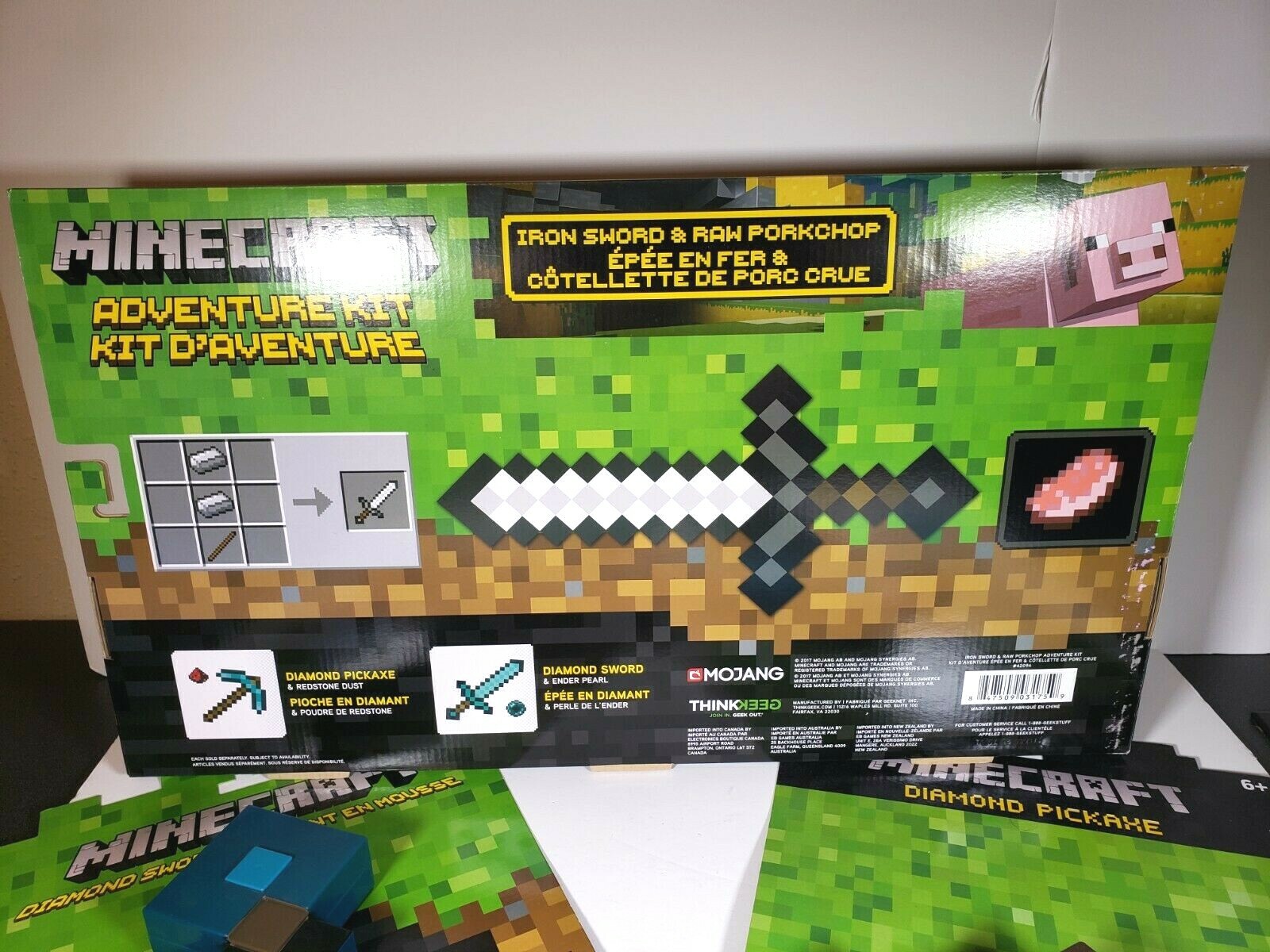Lot of Minecraft Iron Sword & Raw Porkchop Adventure Kit Diamond Sword ...