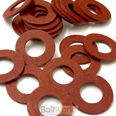 RED FIBRE FLAT SEALING WASHER, WASHERS M2.5 M3 M4 M5 M6 M8 M10 M12 M16 ...