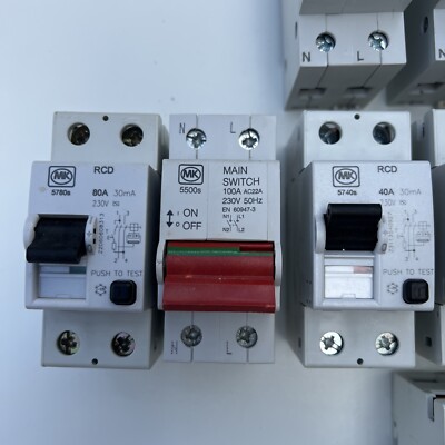 MK RCD main switch 63a Amp 80a 30mA 100a Double Pole Sentry 5760S 5780s ...
