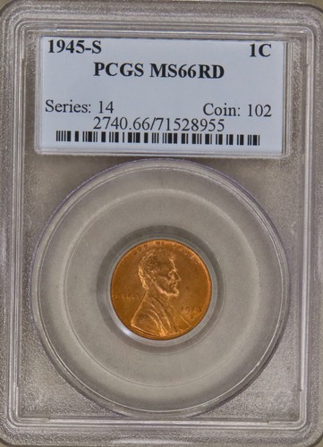 Lincoln Wheat 1 Cent 1945-S PCGS MS66 Red | eBay