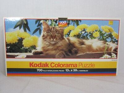 RoseArt Kodak Colorama Sunning Cat 700 Piece Jigsaw Puzzle 13" x 39" | eBay
