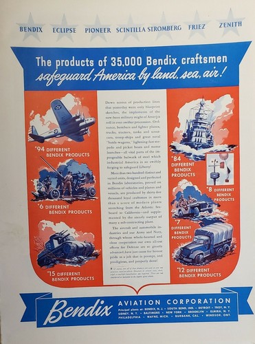 Vintage Bendix Aviation Print Ad 1942 Ephemera Wall Art Decor Lot of 3 ...
