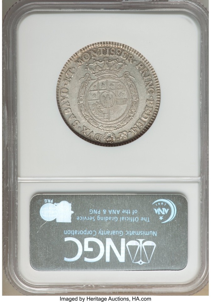 ITALY SARDINIA CARLO EMANUELE 1765 1/4 SCUDO SILVER COIN, NGC CERTIFIED ...